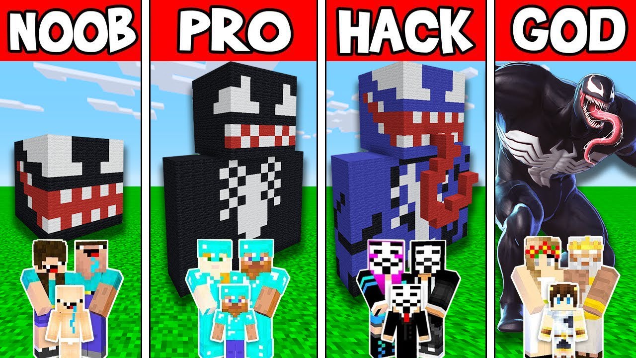 Minecraft: VENOM STATUE BASE HOUSE BUILD CHALLENGE - NOOB vs PRO vs ...