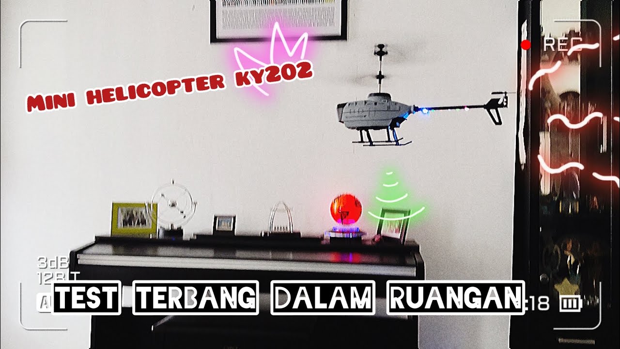 Test terbang dalam ruangan : minicopter KY202 - YouTube