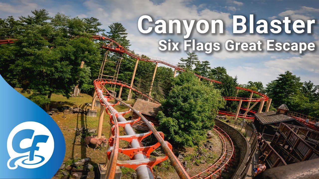 Canyon Blaster front seat on-ride 5K POV @60fps Six Flags Great Escape ...