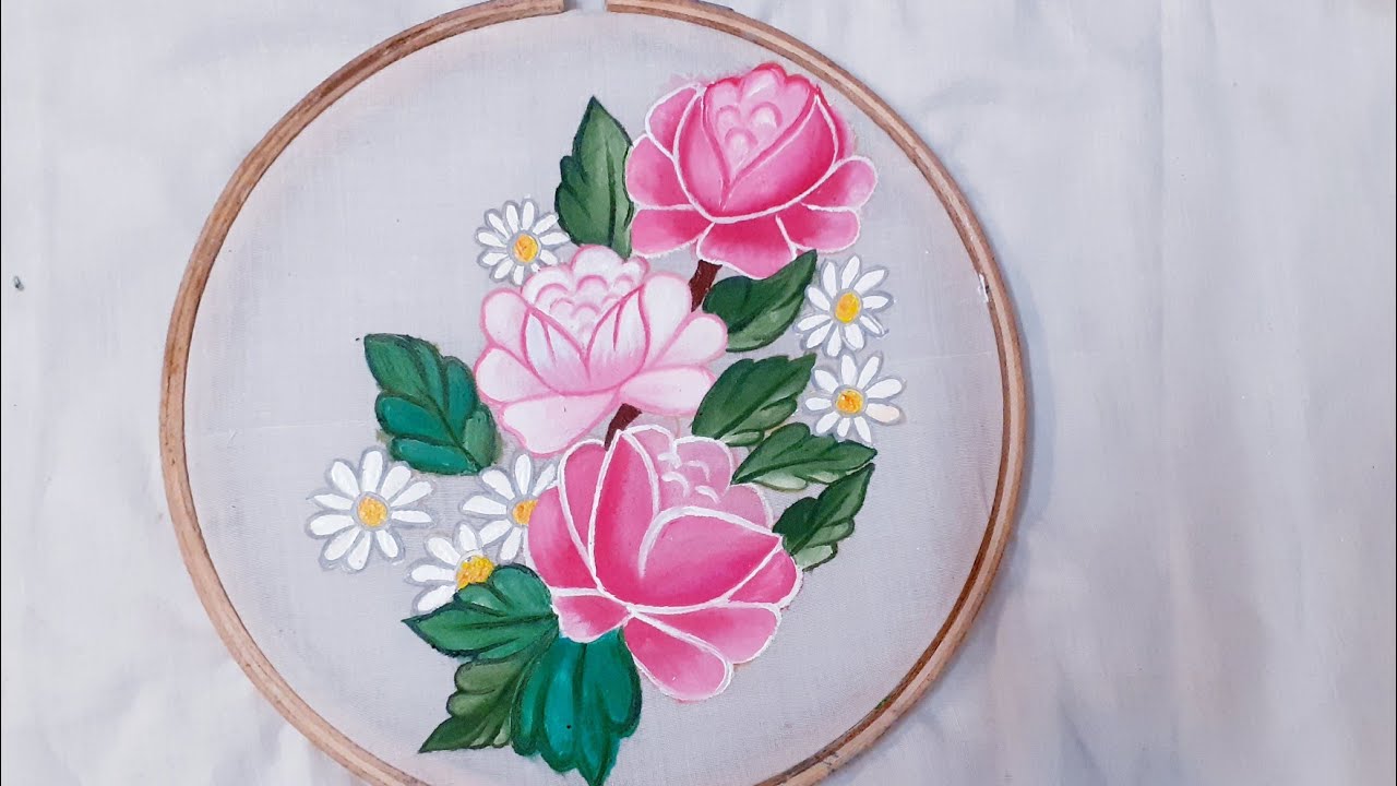 || Fabric Painting || flowers fabric painting ||Simple painting ...