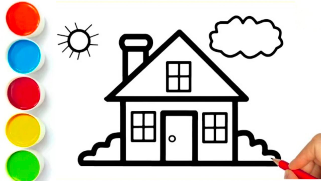 House Drawing| Draw a simple house step by step easyl House Drawing ...