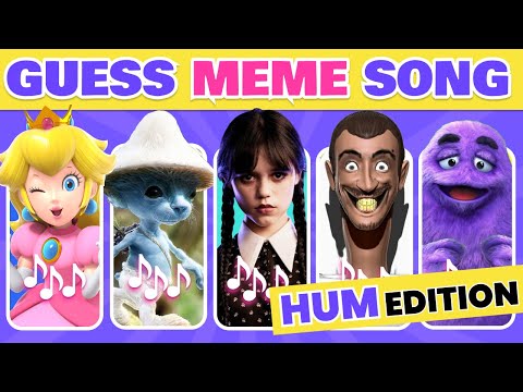 GUESS WHO IS SINGING? | 🎵🎙️🔥 HUM Edition | Wednesday, Skibidi Toilet, Grimace, Peach, Green Alien