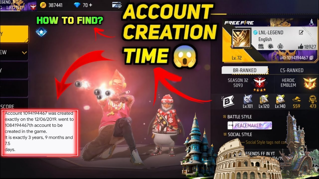 HOW TO FIND FREE FIRE ACCOUNT CREATED/CREATION DATE,TIME,YEAR 😮 - YouTube