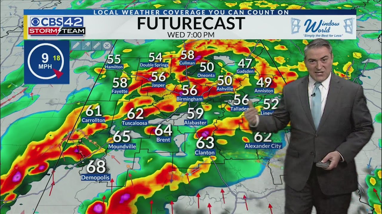 WEATHER AWARE for Heavy Rain and Severe Storms Tonight - CBS 42 News at ...