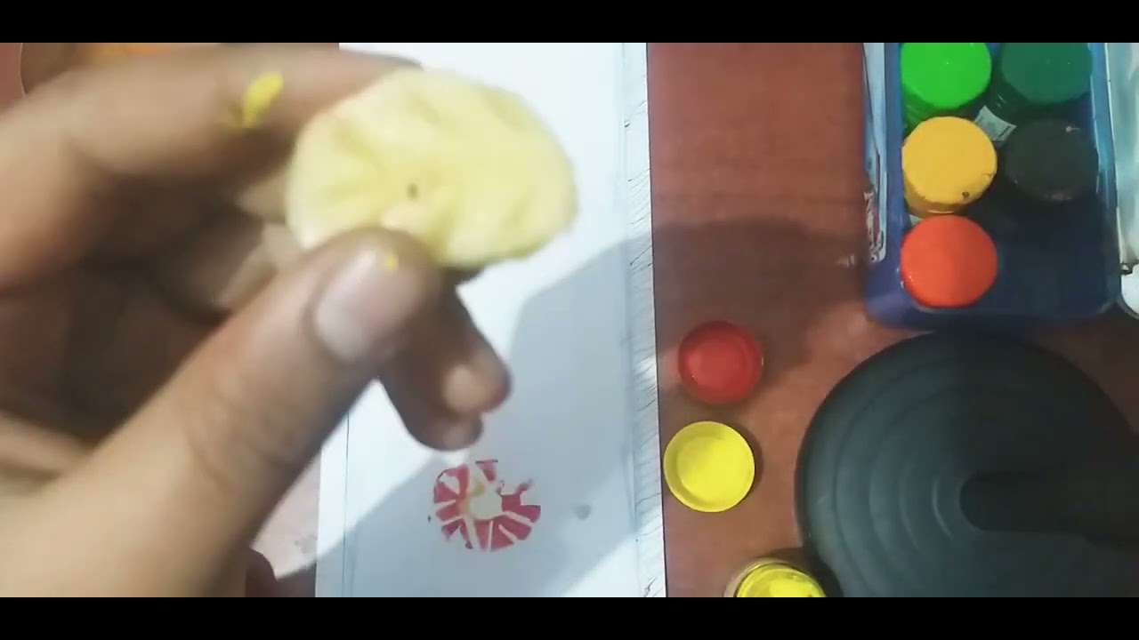 Stamp drawing with poster colors | book mark making | Drawing with ...