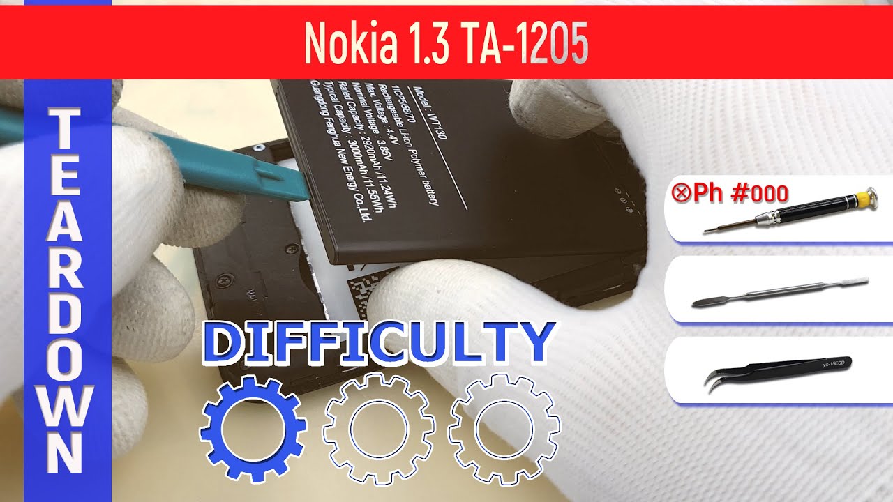Nokia 1.3 TA-1205 📱 Teardown Take apart Tutorial - YouTube