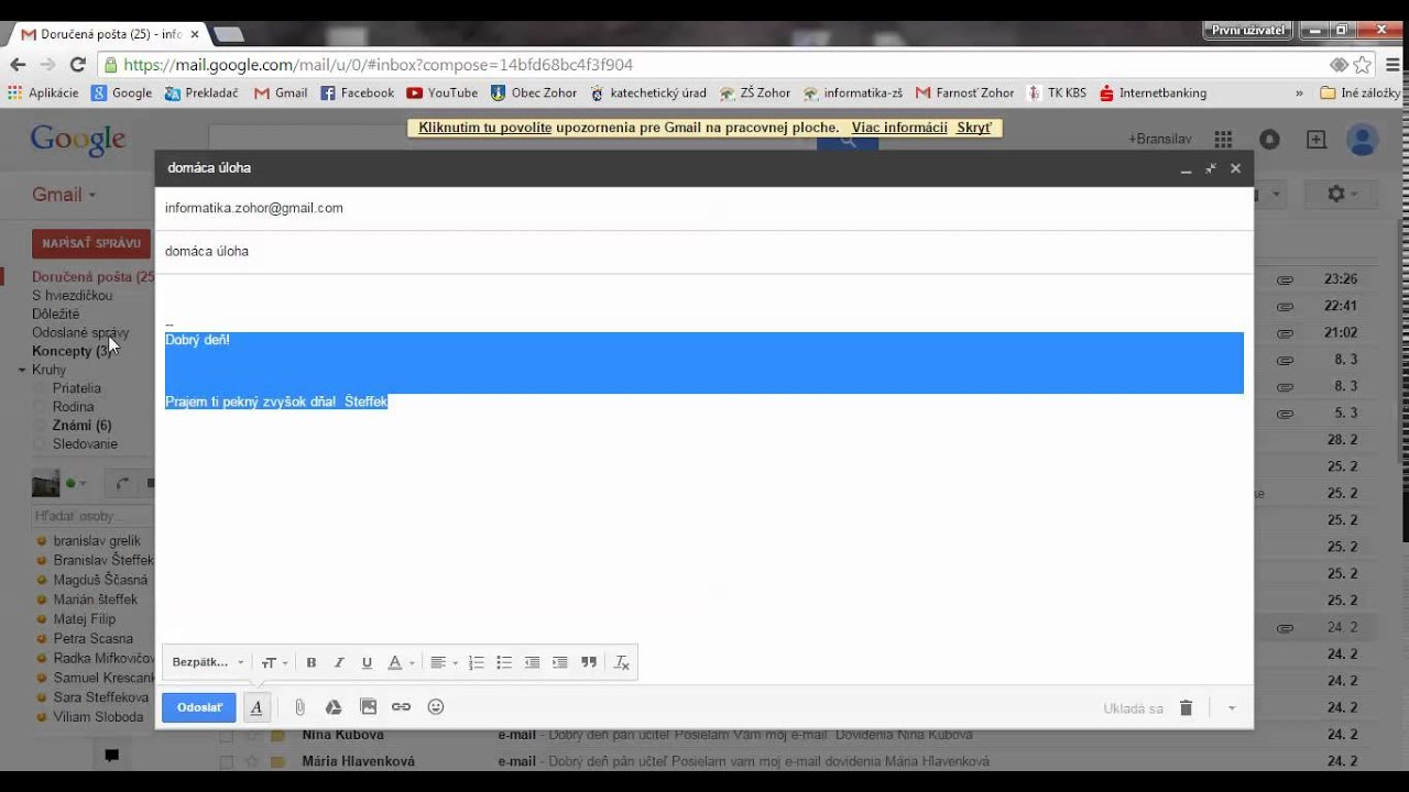 posielanie e mailov - YouTube