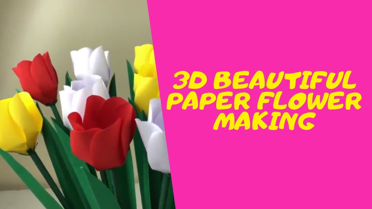 3D Beautiful Paper Flower Making Easy | 3D Paper Flower | Paper Craft ...