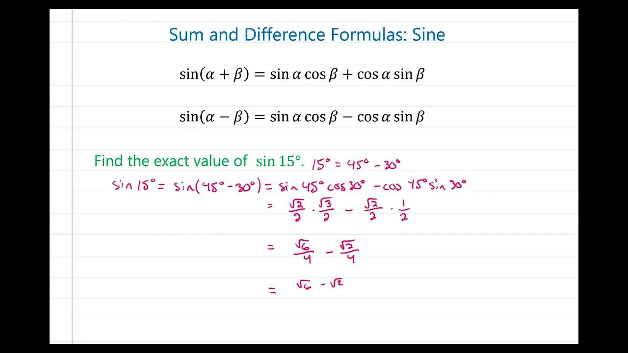 Sum & Difference Formulas: Sine - YouTube