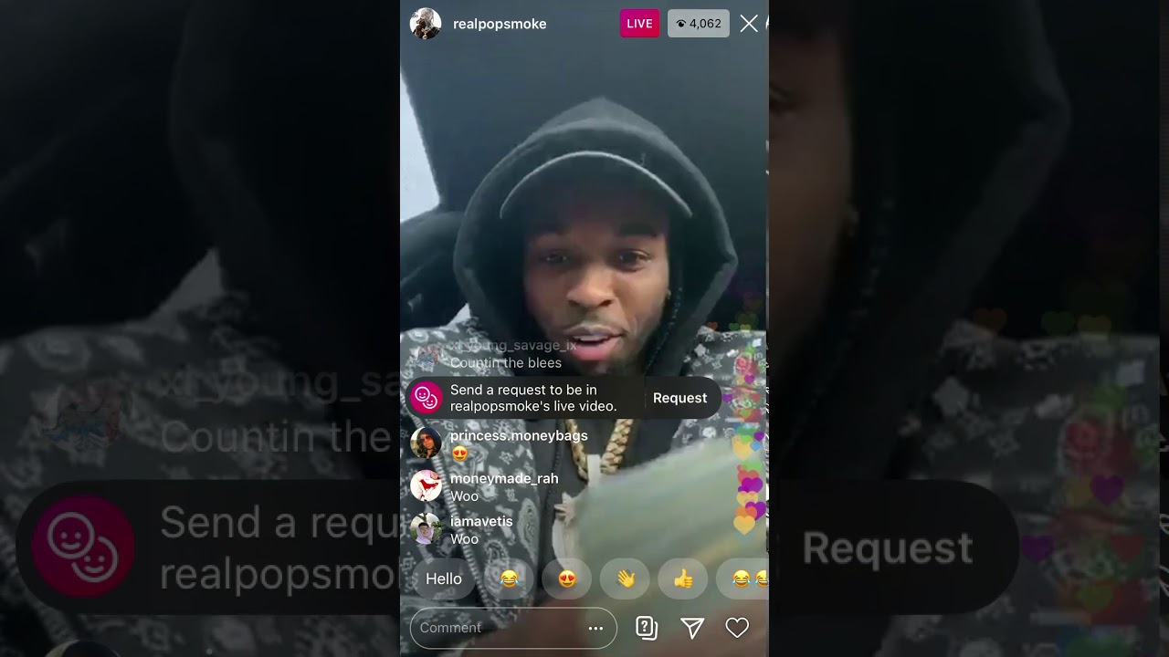 Pop smokes last Instagram live. - YouTube