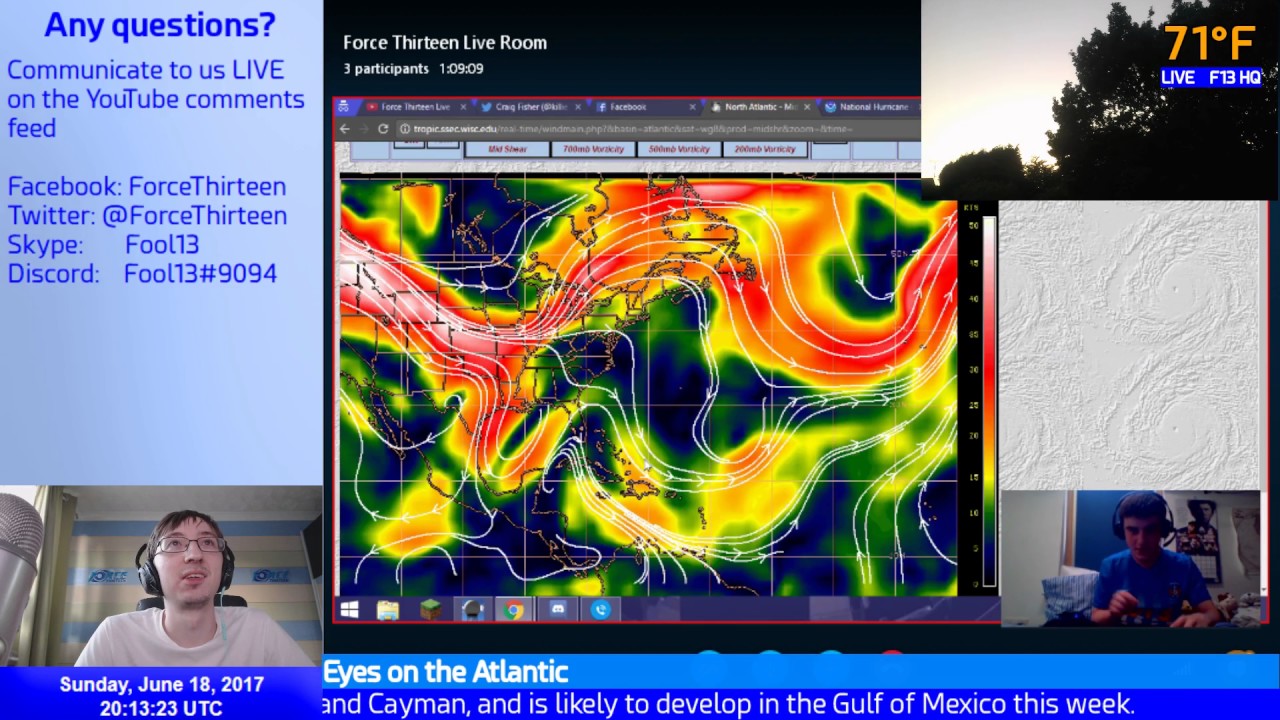 Force Thirteen Live - Eyes on the Atlantic (20:00 UTC, June 18, 2017 ...