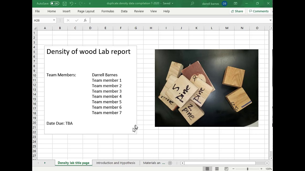 Initial builder's walkthrough: Excel density data lab report - YouTube