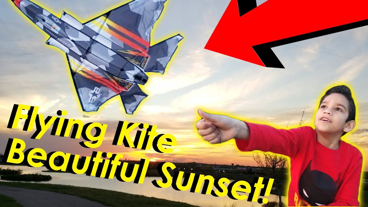 Flying Fighter Plane Kite in Beautiful Sunset - YouTube
