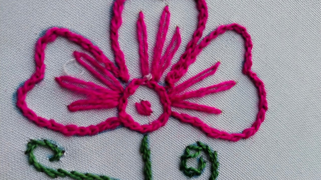 Flower Design|| Hand Embroidery|| Flower embroidery آسان پھول - YouTube