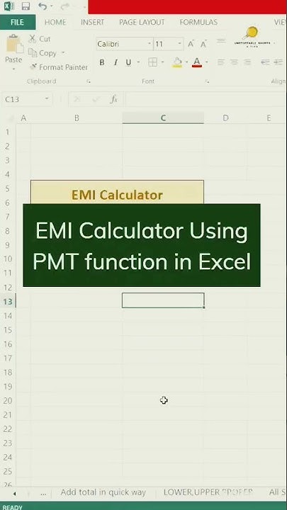 EMI Calculator using PMT Function #excel #excelformulas #exceltips - YouTube