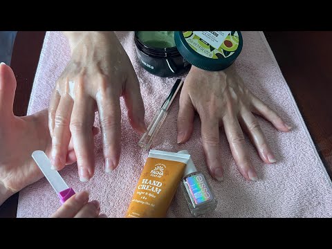 ASMR | Hand and Nail Therapy 💅 Cleanse, Scrub, Lotion, Oil 🧴 (real person asmr, mouth sounds)