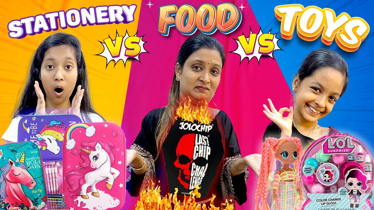 EXTREME FOOD 🍛 vs STATIONERY 🖊️ vs TOYS 🧸 CHALLENGE!| Family Fun ...