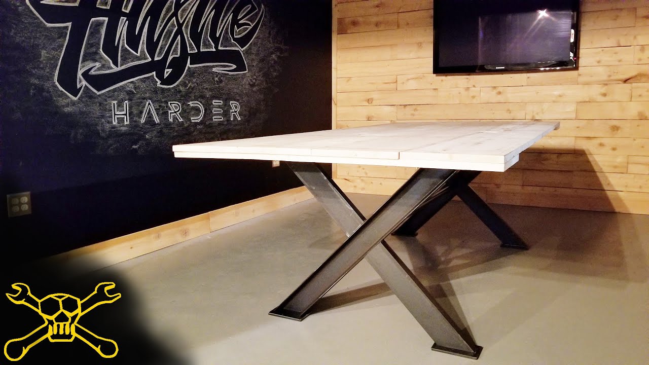 How To Make A Rustic Industrial Shop Table - YouTube