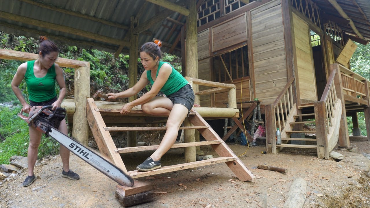 BUILD LOG CABIN, Wooden House, Make stairs to the 2nd floor, Build ...