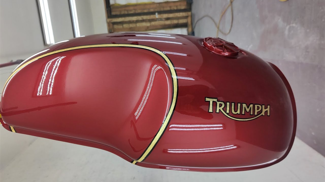 Sneak peek at Candy Apple Red Thruxton R - YouTube