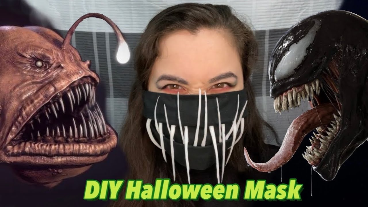 DIY Halloween Mask WITH TEETH: How to Make a VENOM Mask or ANGLERFISH ...