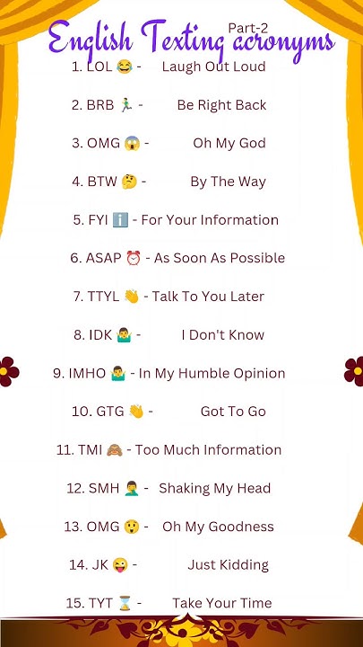 English Texting Acronyms - YouTube