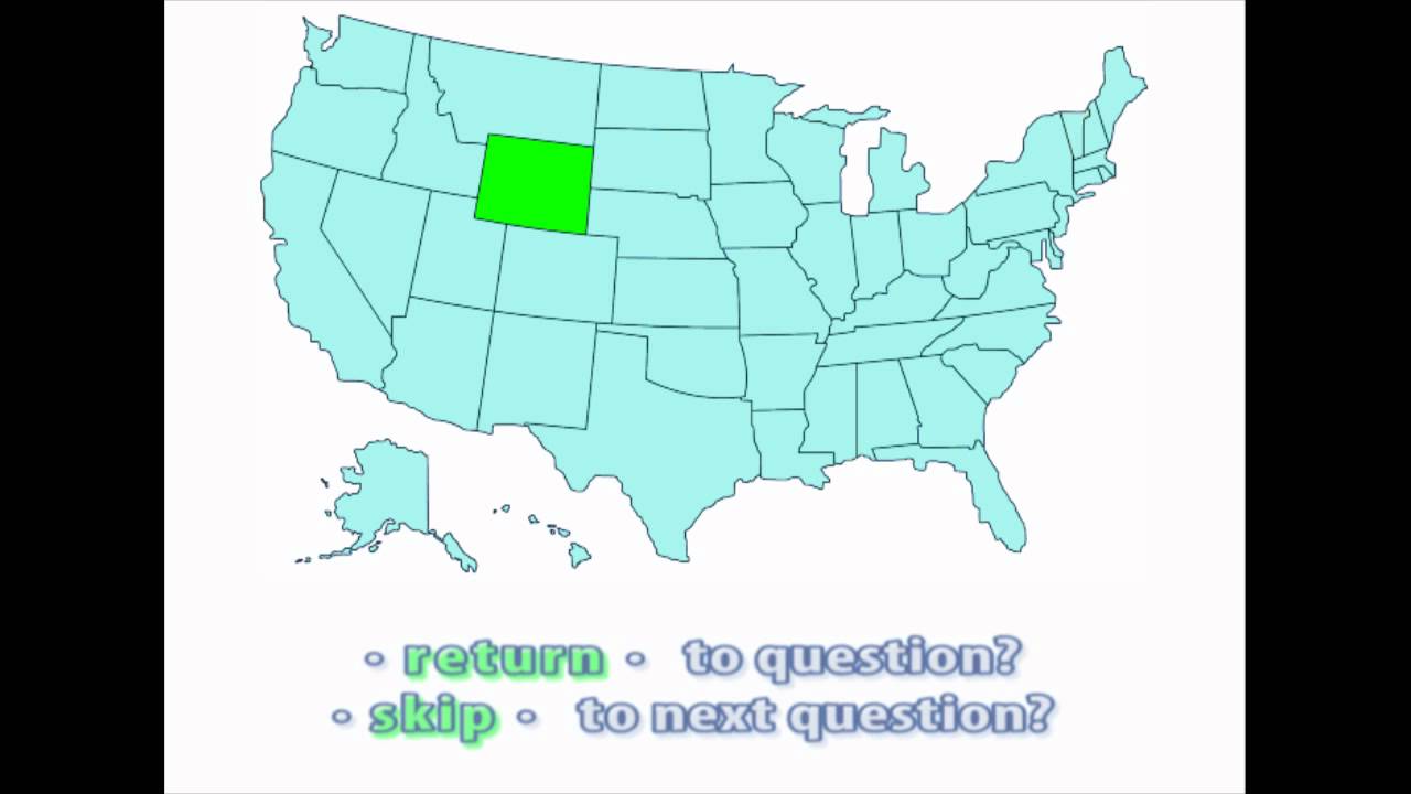 Interactive United States Map Quiz - Location of Wyoming - YouTube
