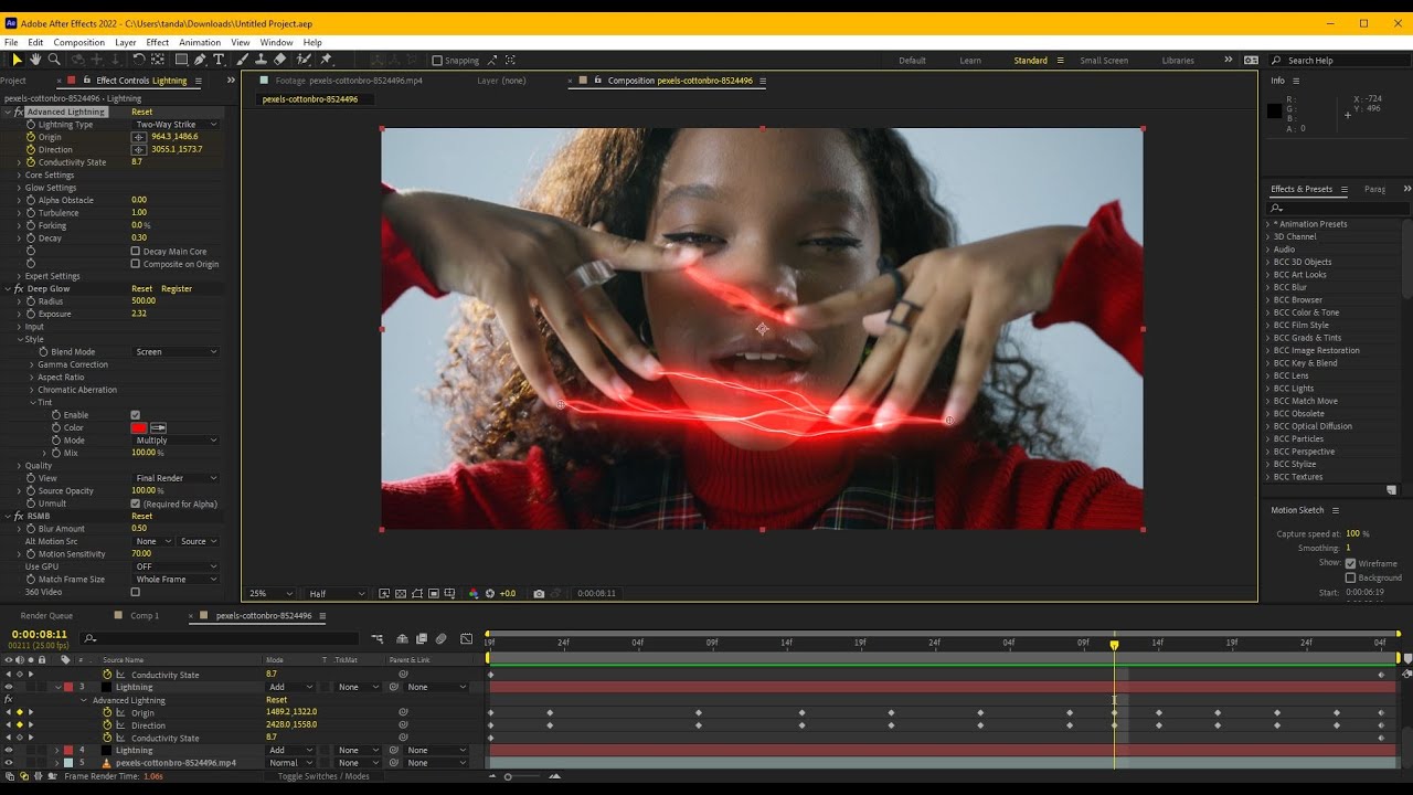 Kỹ xảo tia sét điện siêu năng lực phép thuật - After Effects Magic Advanced lightning tutorial ...