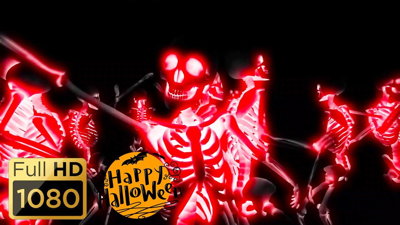 HALLOWEEN PARTY BACKGROUND - Dancing Skeletons. Ghost. Scary Video ...