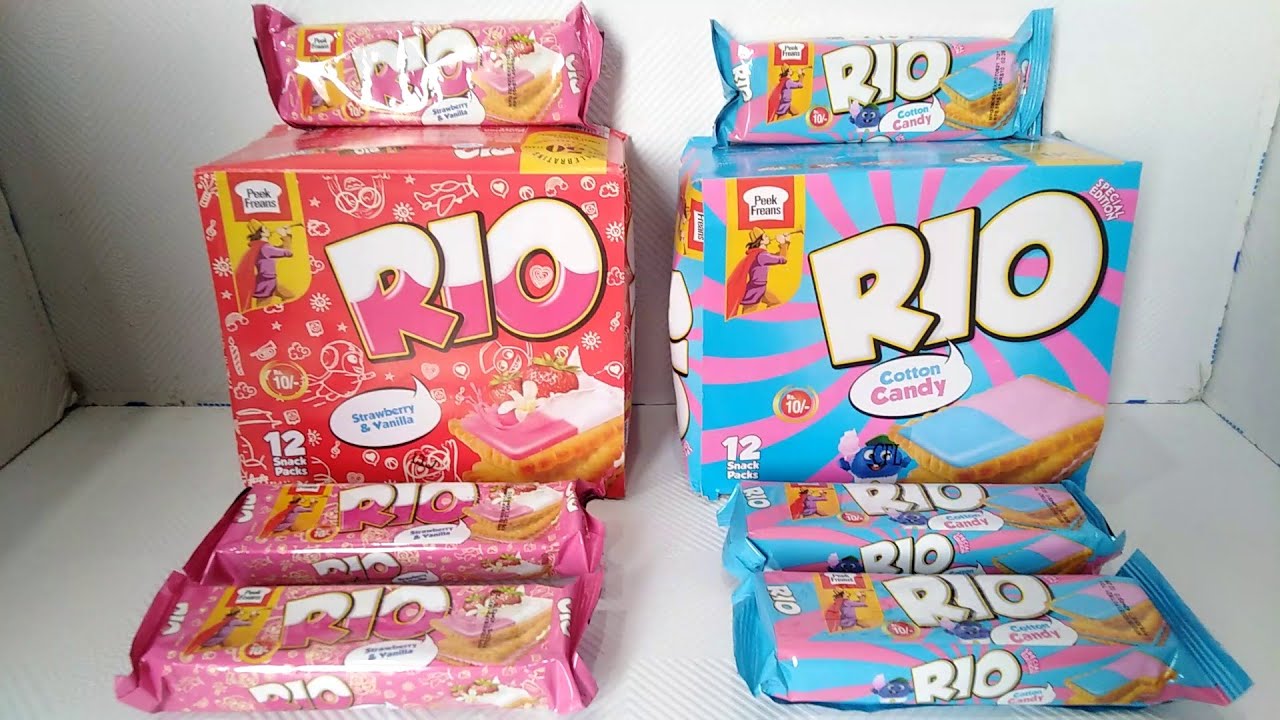 RIO Biscuit Opening | Flavors Strawberry and Vanilla and Cotton Candy ...