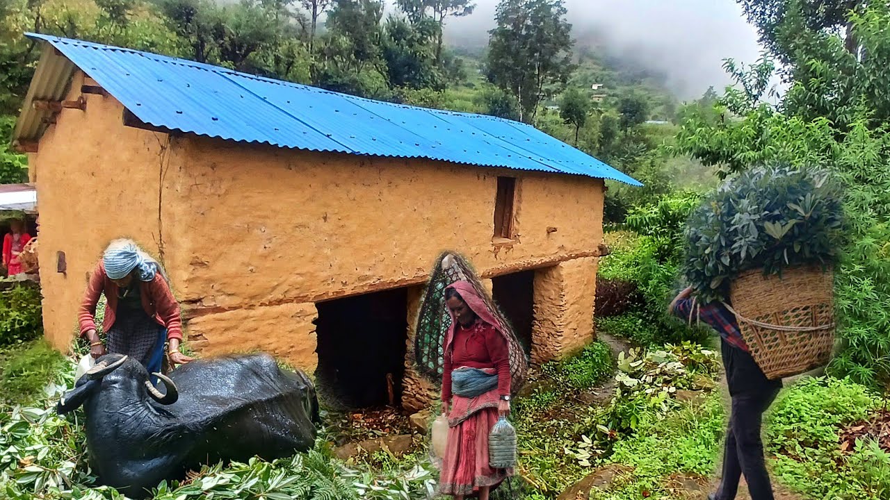 This is Rural Himalayan life | Heavy rain in Nepal Mountain | village ...