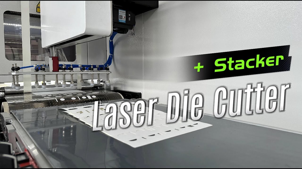 Laser die cutting system with stacker LC350 - Golden Laser - YouTube