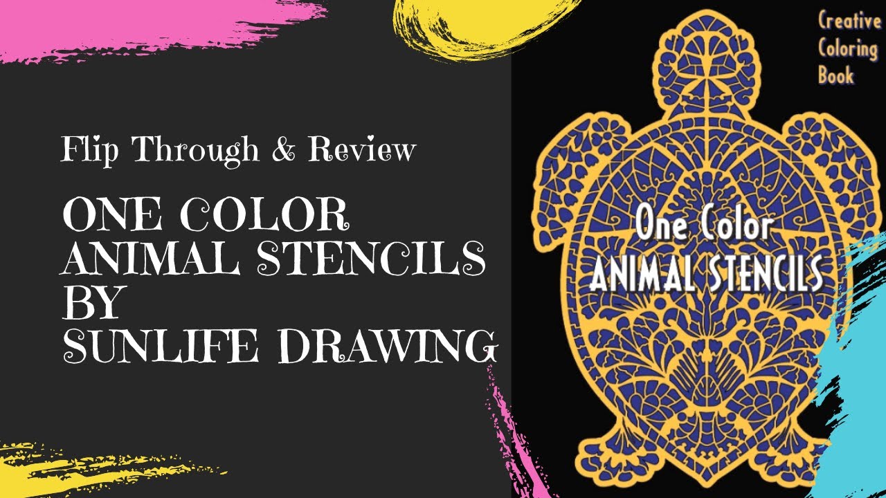 ONE COLOR ANIMAL STENCILS BY SUNLIFE DRAWING Flip Through - YouTube