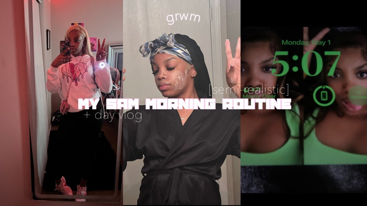 my 5am semi-realistic school morning routine | grwm , mini day vlog , etc.. | Trinity Simone ...
