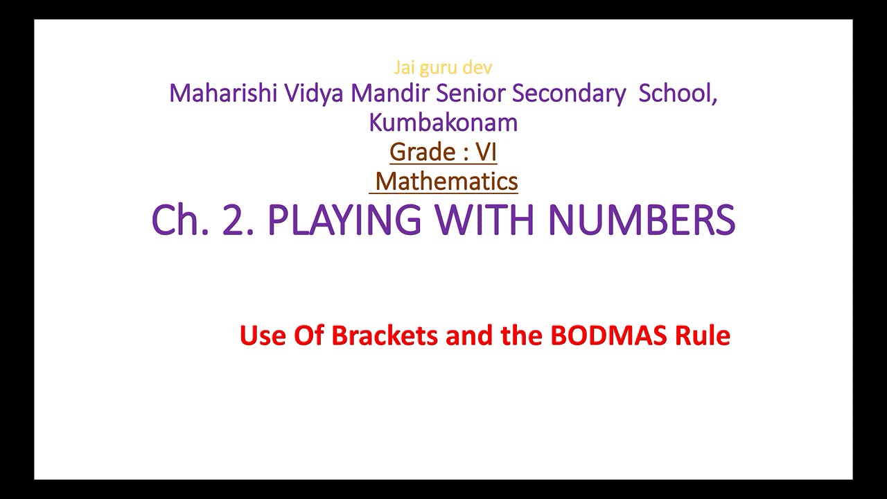 Use of Brackets and BODMAS rule - Grade6 - YouTube