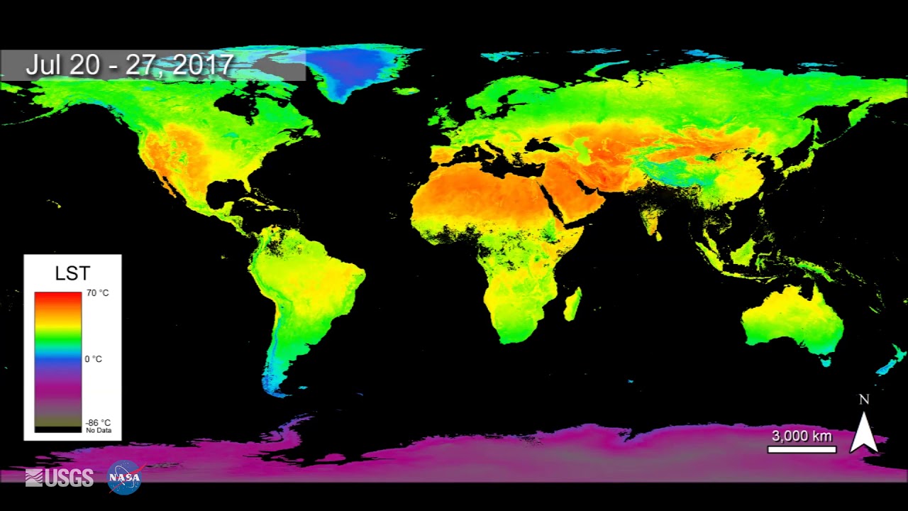 Terra MODIS Global Land Surface Temperature 2017 - YouTube