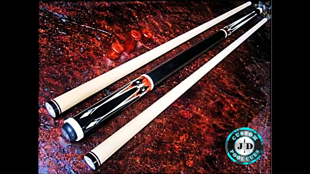 JD Custom Cues - 2010 Ebony, Amboyna Burl & Ivorine - YouTube