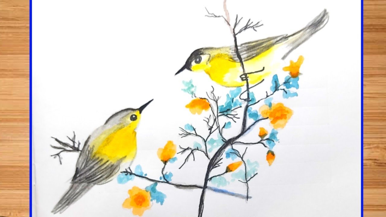How to draw beautiful birds/watercolour painting tutorial/@thefirstdot ...