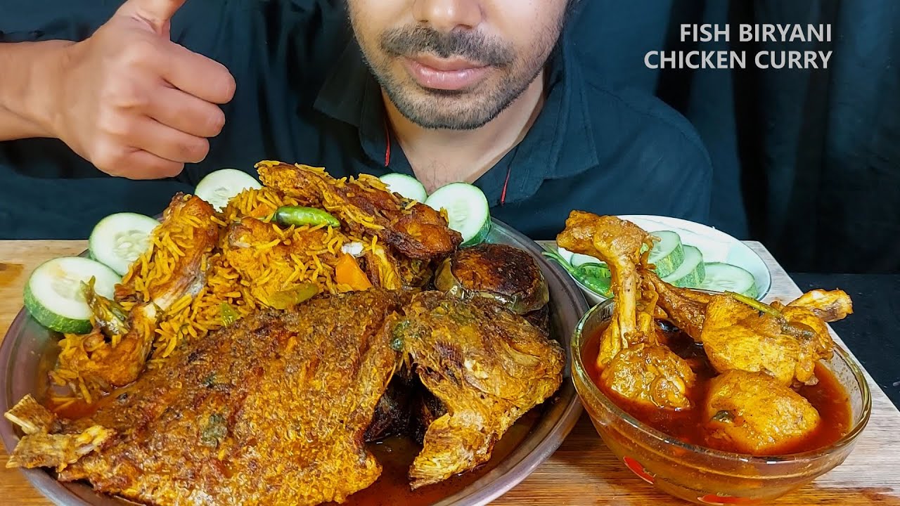 spicy fish biryani big fish curry oily chicken curry eating show ...