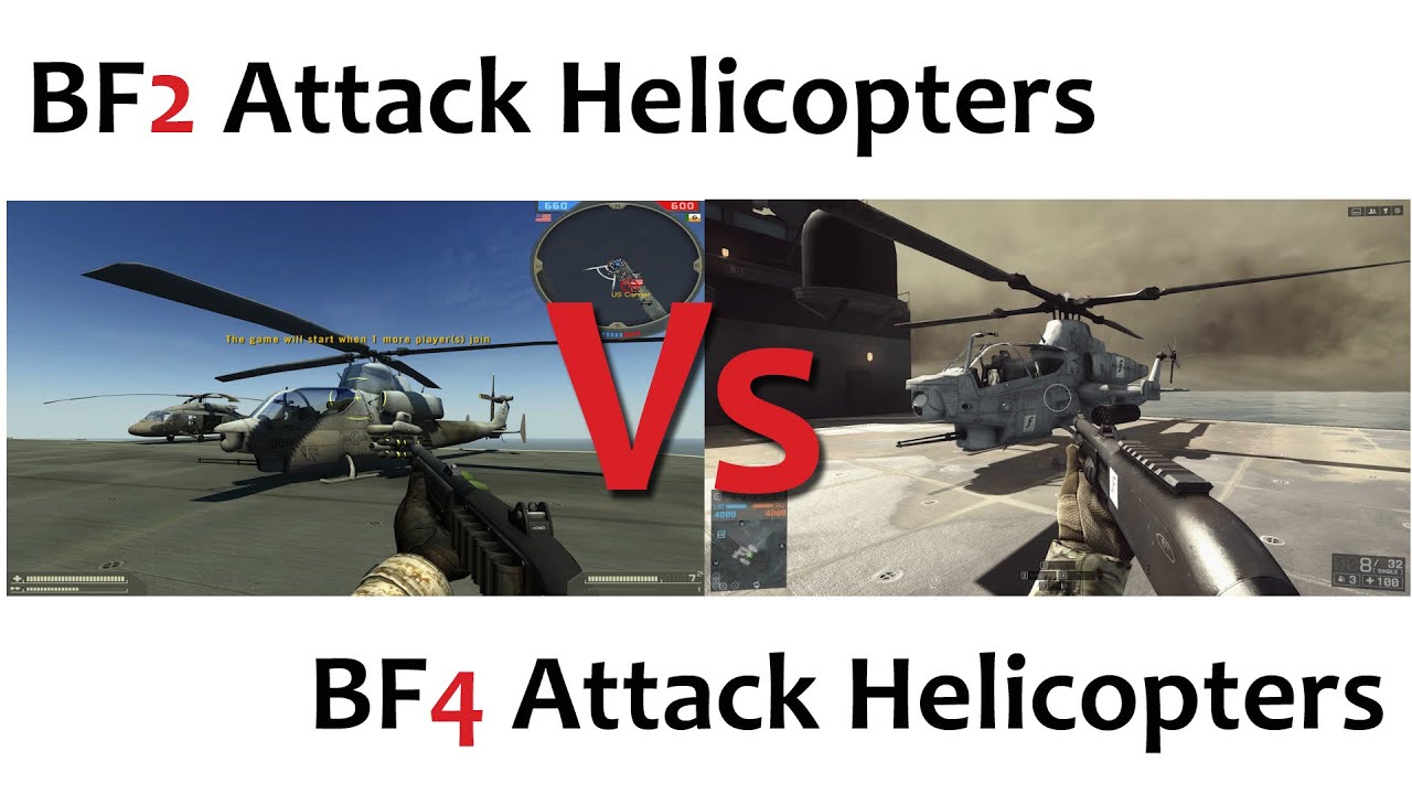 BF2 Vs BF4 Attack Helicopters - YouTube