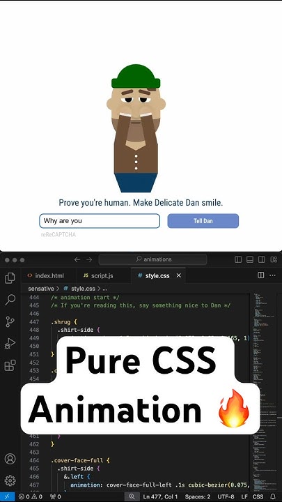 Make Delicate Dan Smile CAPTCHA CSS Animation - YouTube