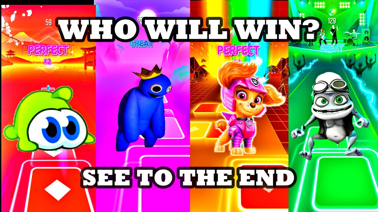 Om Nom vs Rainbow Friends Blue vs Paw Patrol Skye vs Crazy Frog Tiles ...