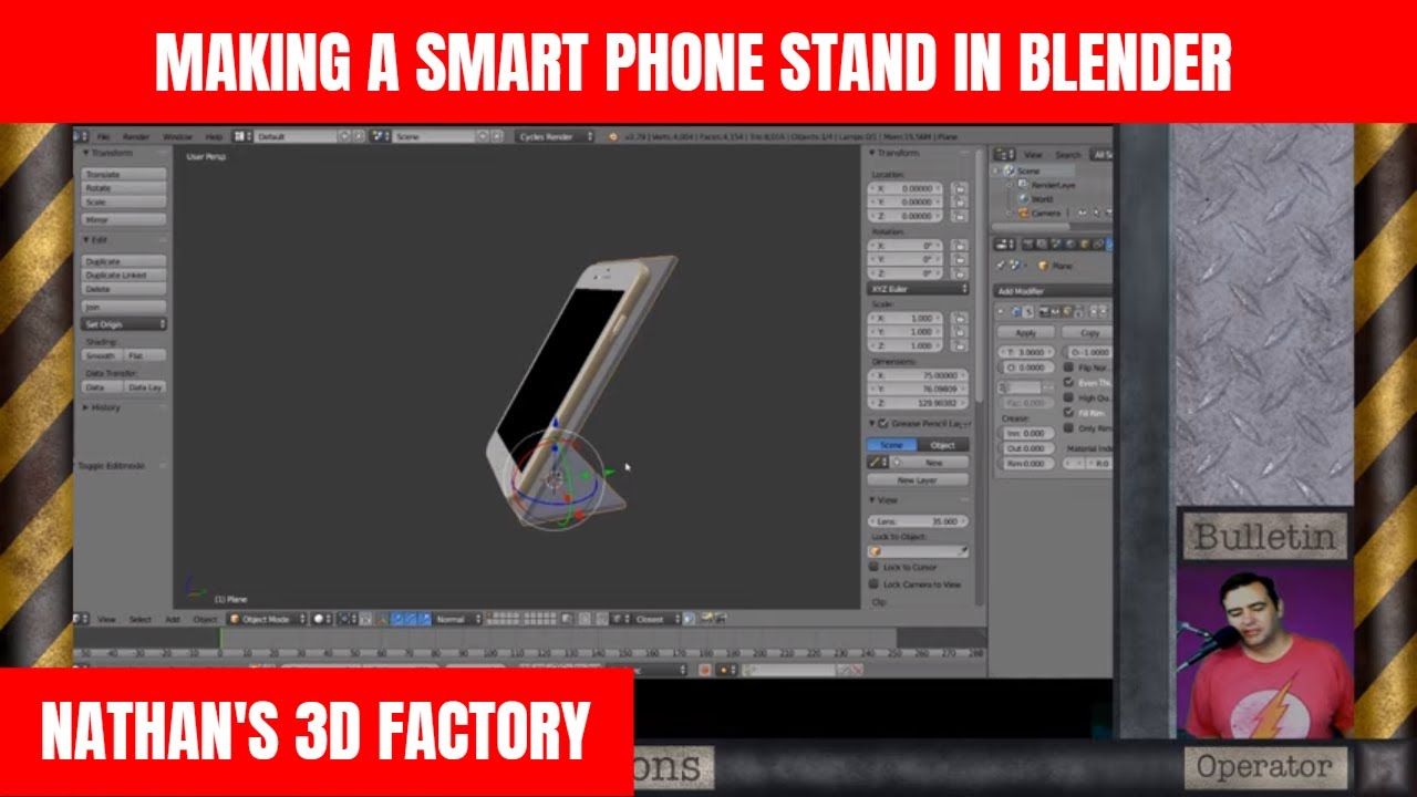 Making a Smart Phone Stand in Blender | Nathan's 3D Factory - YouTube