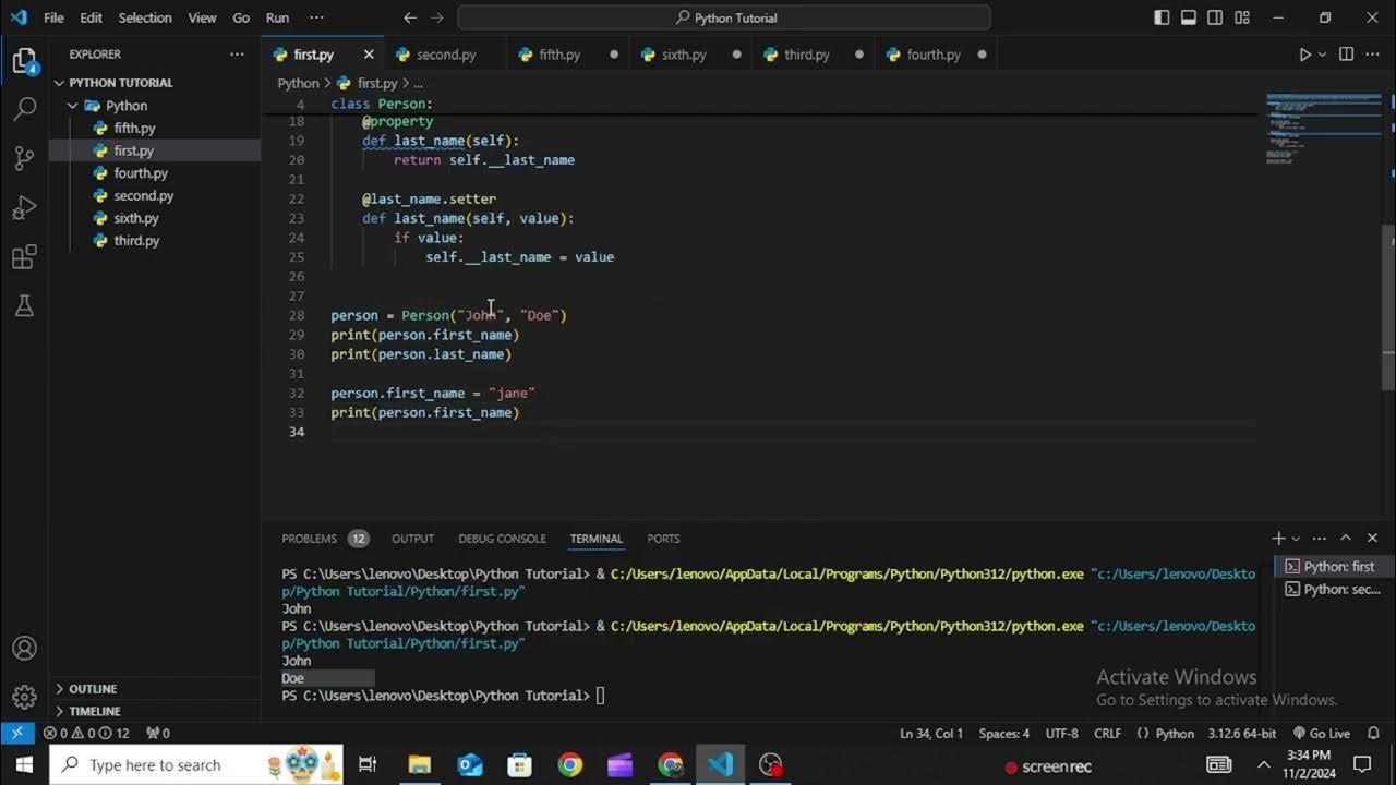 PYTHON ENCAPSULATION TASK - YouTube