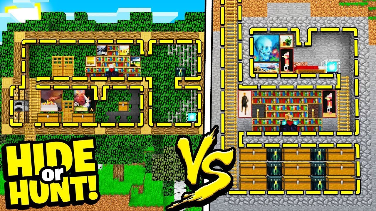 SECRET TREE HOUSE vs SECRET underground BASE! - Hide Or Hunt #7 - YouTube