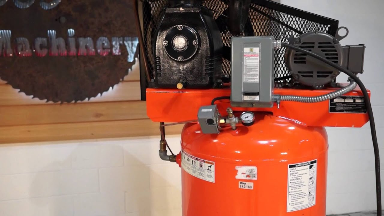 2008 DVAir by DEVAIR 5hp VERTICAL COMPRESSOR - YouTube
