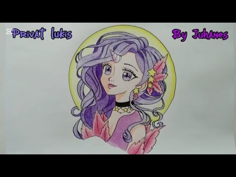 How to draw Anime Unicorn Girl for the beginning 1198 (Privat Lukis ...