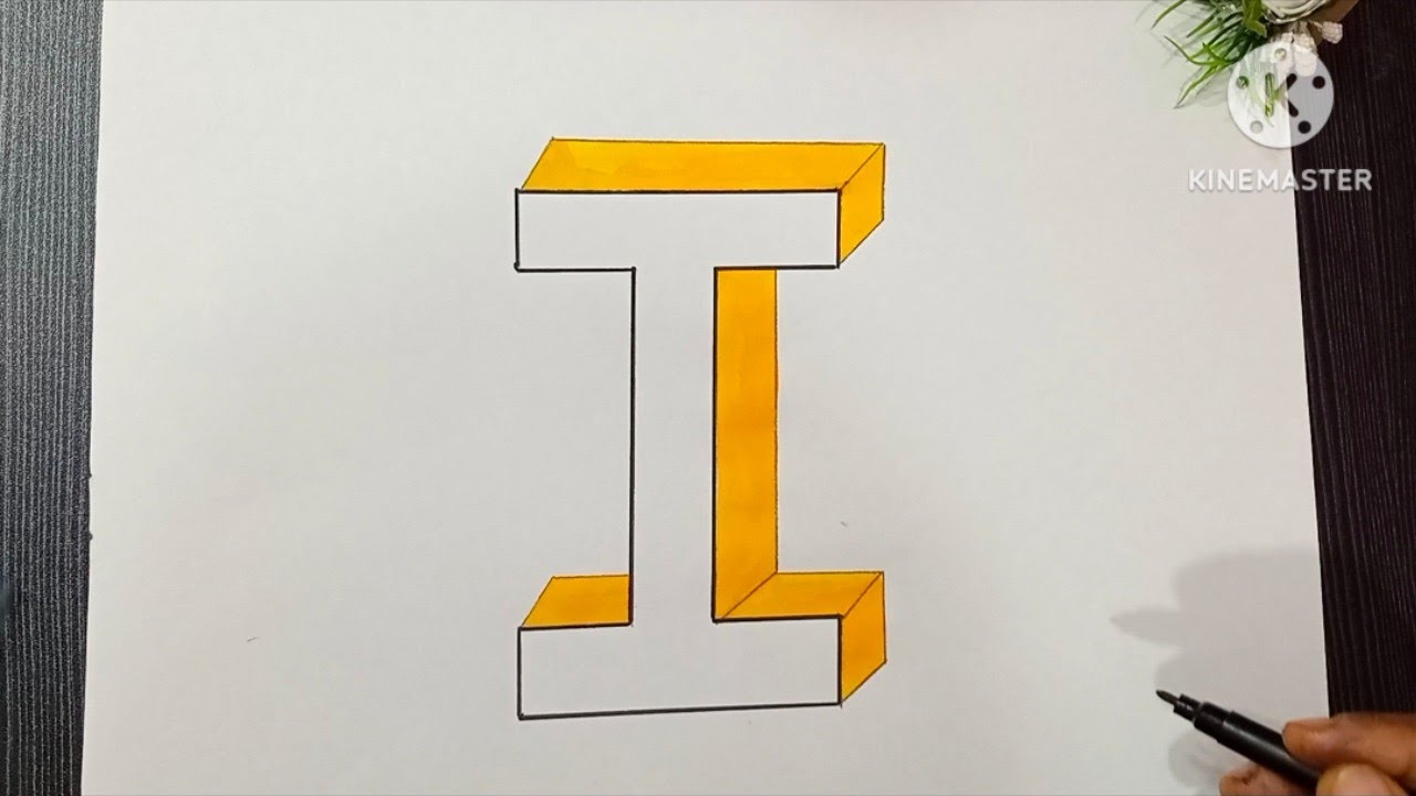 3D alphabet letter Drawing of I must try kare 🥰 | How to draw 2D ...