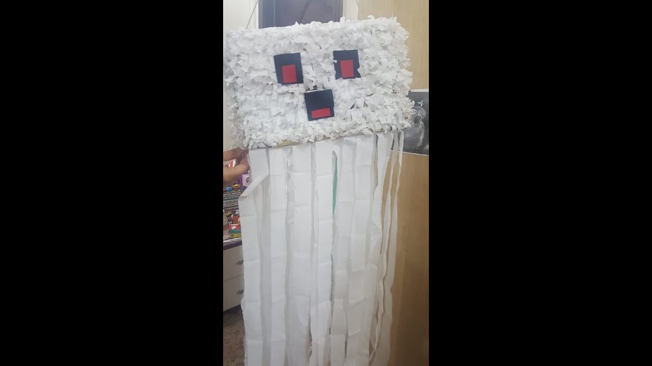 Ghast Pinata / How to Make a Pinata / reuseable pinata with cardboard ...