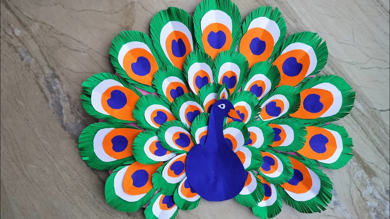 tricolour peacock craft for republic day/school activity/how to make ...